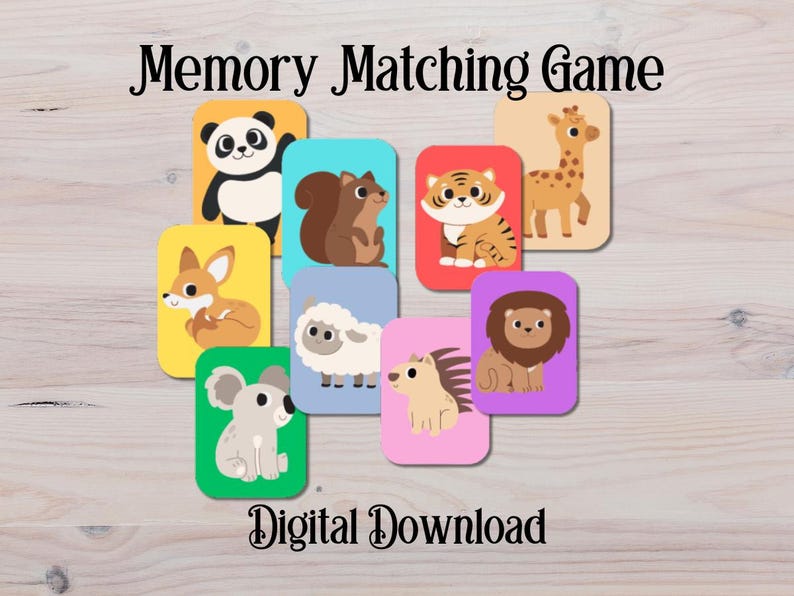 Memory Matching Game, Toddler Matching Game Activity, Animal Card Games ...