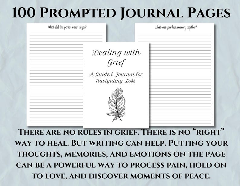 Printable Grief Journal: 100 Prompts for Healing & Reflection (PDF ...