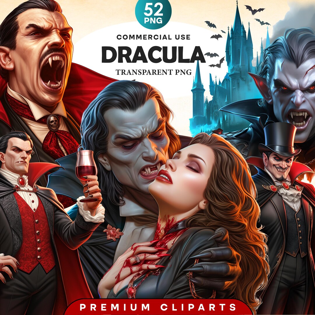 52 Dracula Clipart Bundle, Halloween PNG, Vampir Clipart, Gothic, Dark ...