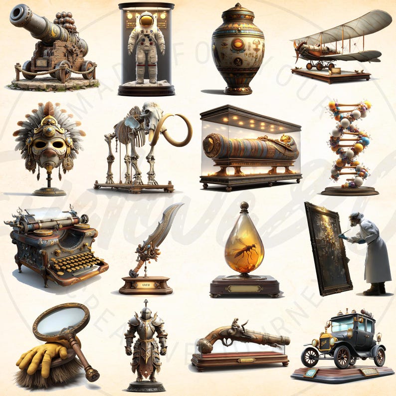 90 Museum Clipart Bundle,exhibit Art,artifact and Archaeology Pngs ...