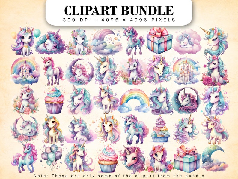 Cute Unicorn Clipart,clipart Magic Unicorn,colorful Unicorn Clipart ...