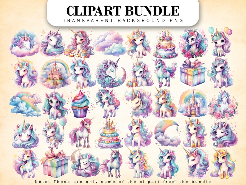 Cute Unicorn Clipart,clipart Magic Unicorn,colorful Unicorn Clipart ...