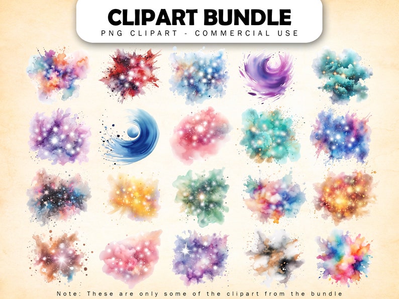 Dreamy Watercolor Splashes Clipart Bundle,watercolor Splatter Clipart ...
