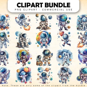 Cute Astronaut Clipart Bundle,watercolor Astronaut Clipart,cute Space ...