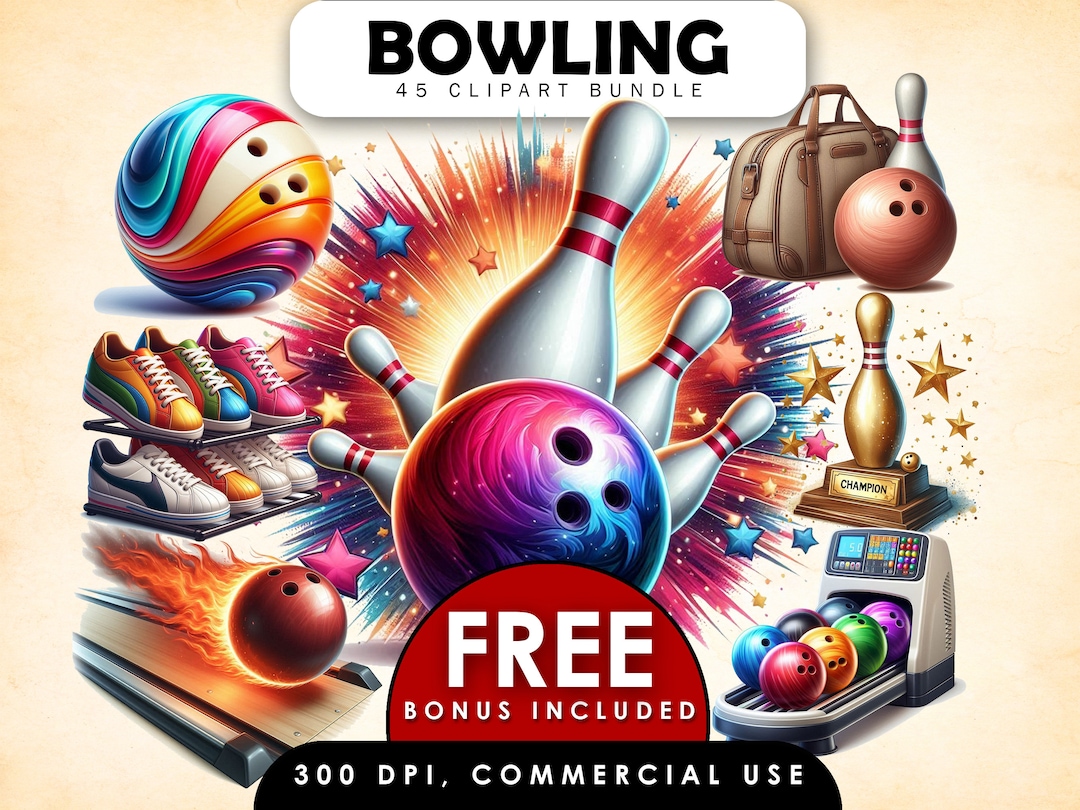 Bowling Clipart Bundle,bowling Png,bowling Graphics,bowling Party ...
