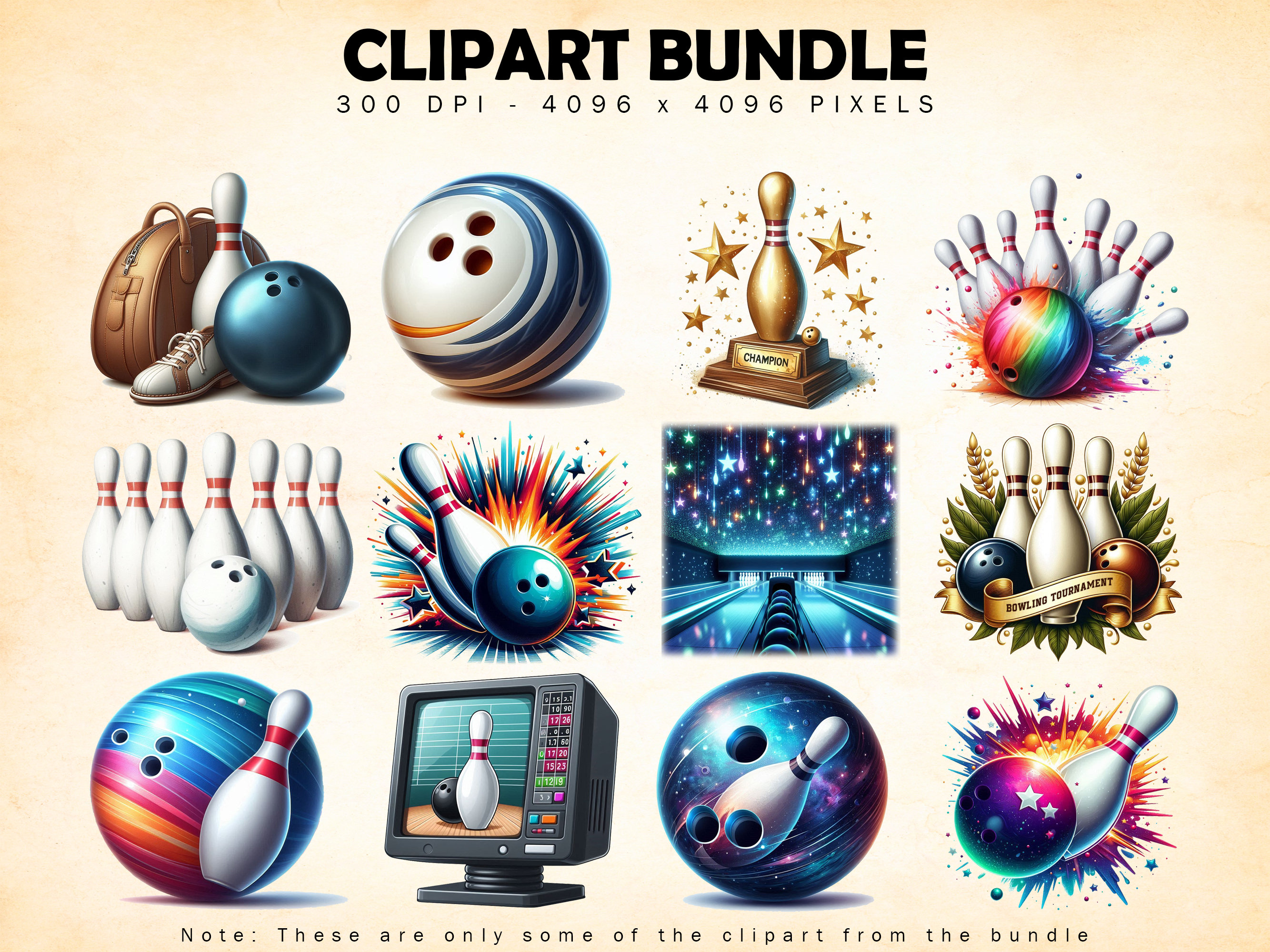 Bowling Clipart Bundle,bowling Png,bowling Graphics,bowling Party ...