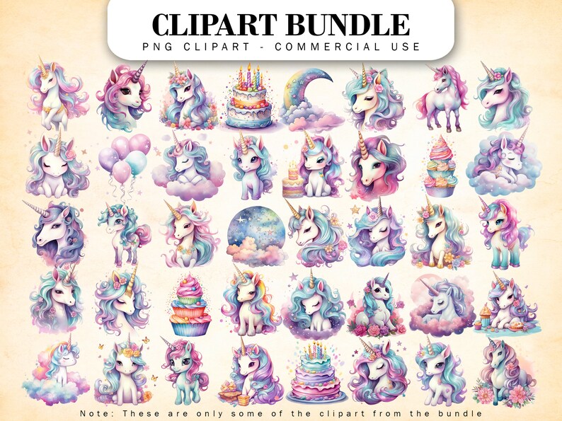 Cute Unicorn Clipart,clipart Magic Unicorn,colorful Unicorn Clipart ...