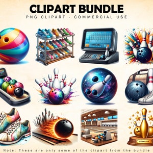 Bowling Clipart Bundle,bowling Png,bowling Graphics,bowling Party ...