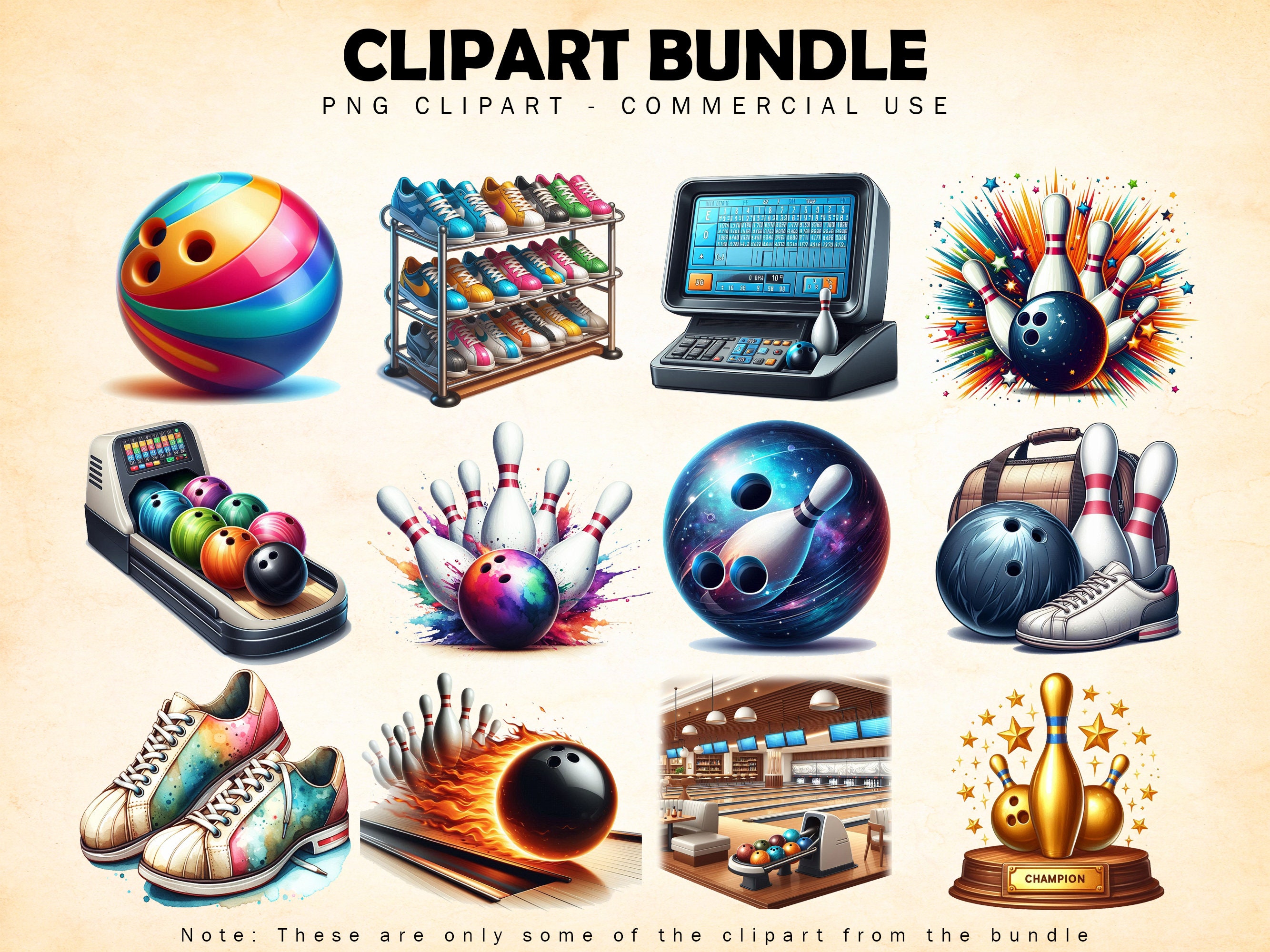 Bowling Clipart Bundle,bowling Png,bowling Graphics,bowling Party ...