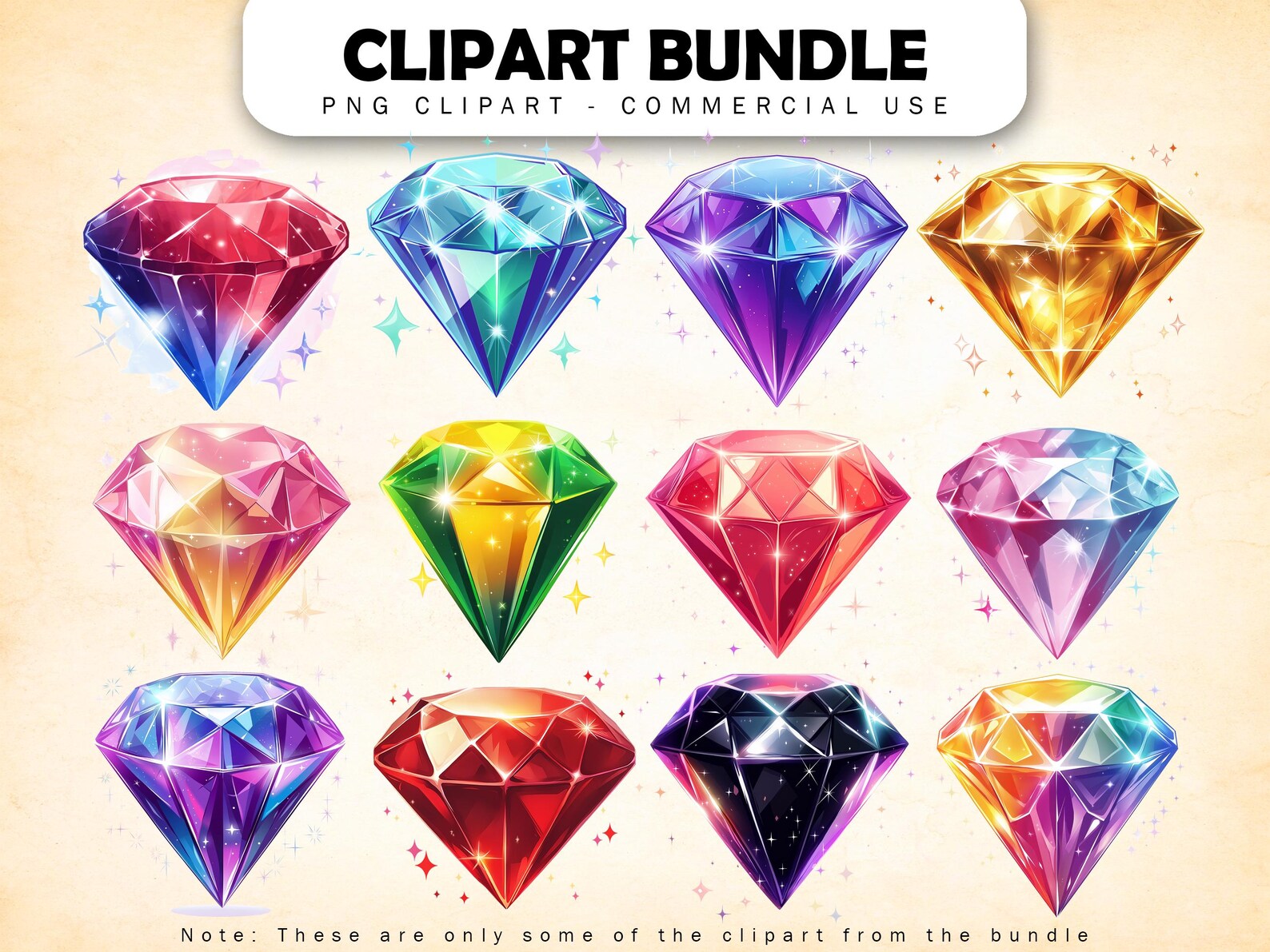 Diamond Clipart Bundle,sparkle Clipart,clipart Jewellery,glitter ...
