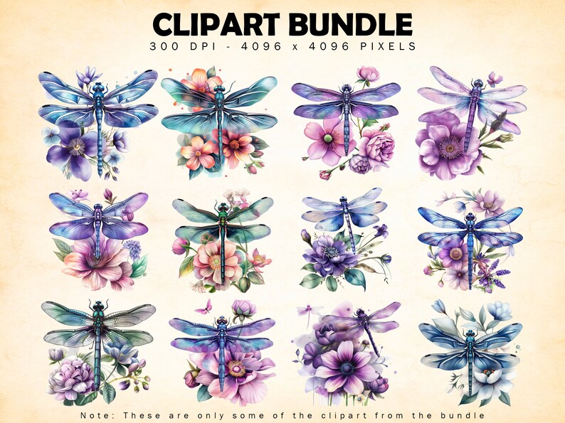 Dragonfly Clipart Bundle,cute Dragonfly Clipart,dragonfly Watercolor ...