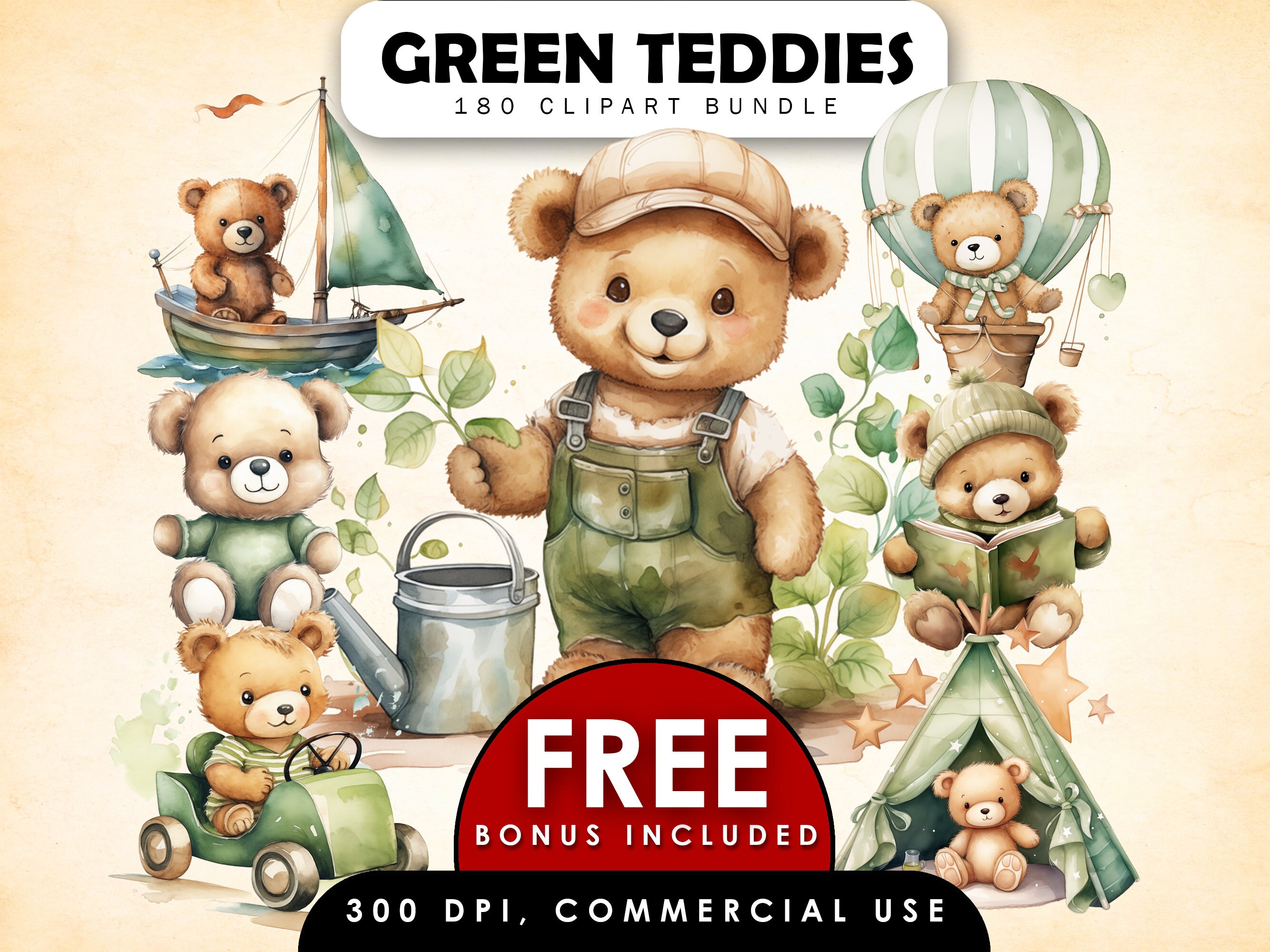 Teddy Bear Clipart Bundle,watercolor Teddy Bear Png,nursery Decoration ...