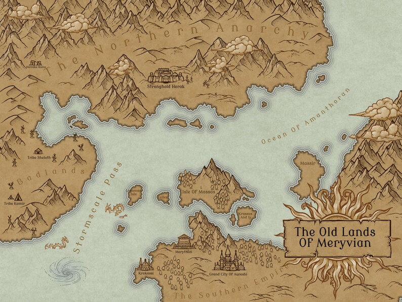 Meryvian Fantasy Map - Digital, Premade - Etsy