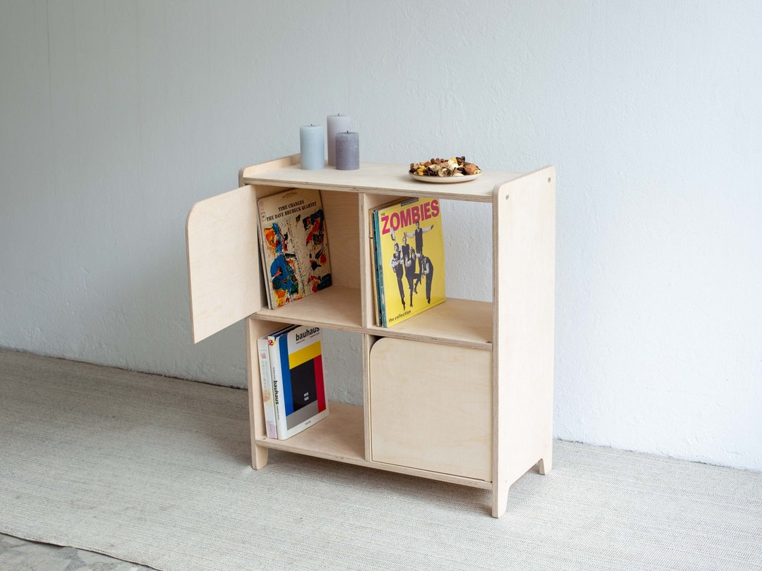 Wooden Cube Storage Cabinet, Modern Sideboard With Doors, Minimalist ...