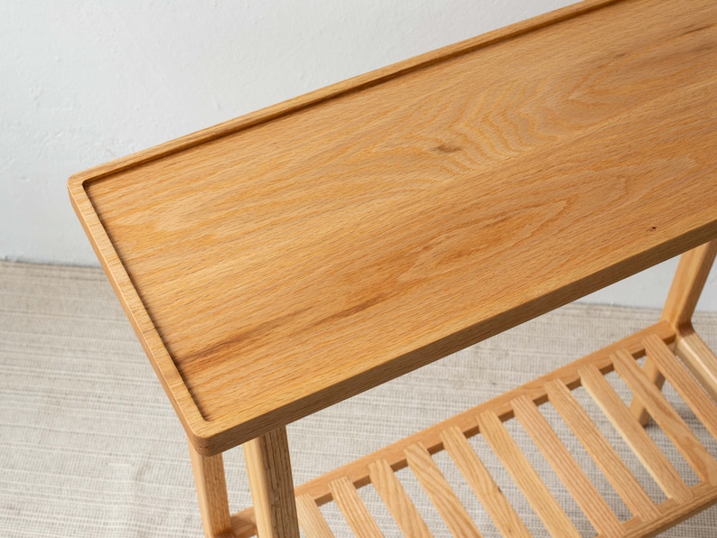 Solid Wood Modern Entrway Table, Narrow Long Console Table With Storage ...