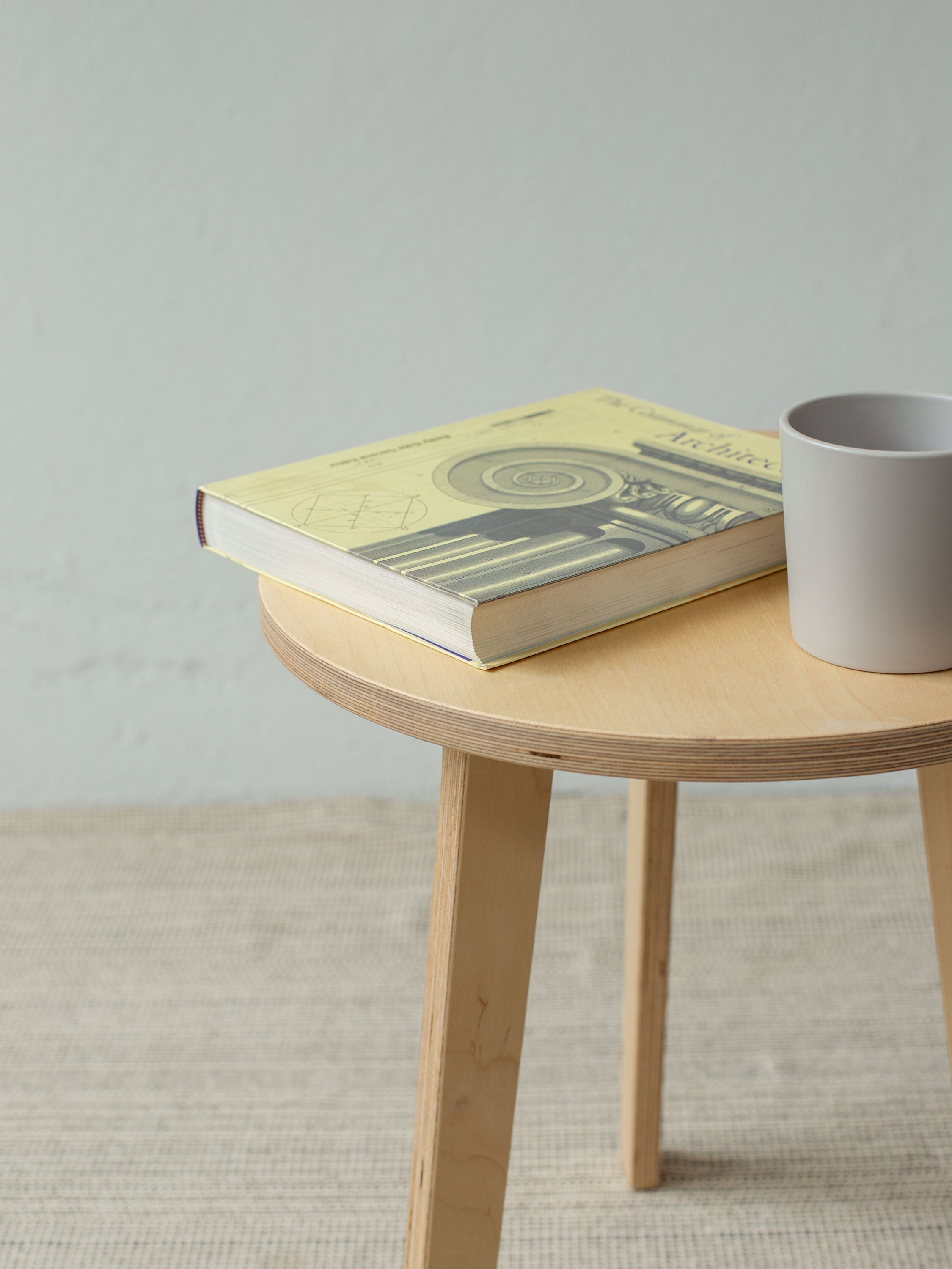 Wooden Round Coffee Table, 3 Leg Minimalist Side Table, Small Endtable ...