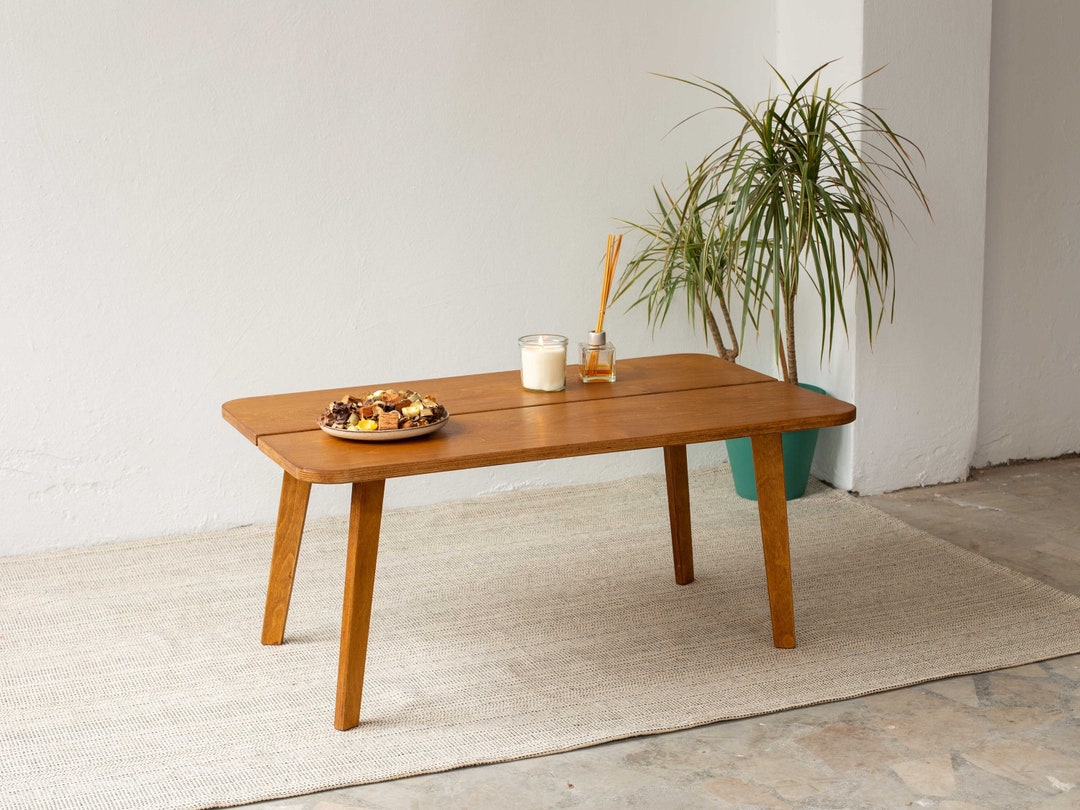 Wooden Rectangle Coffee Table, Walnut Sofa Table, Low Coffee Table - Etsy