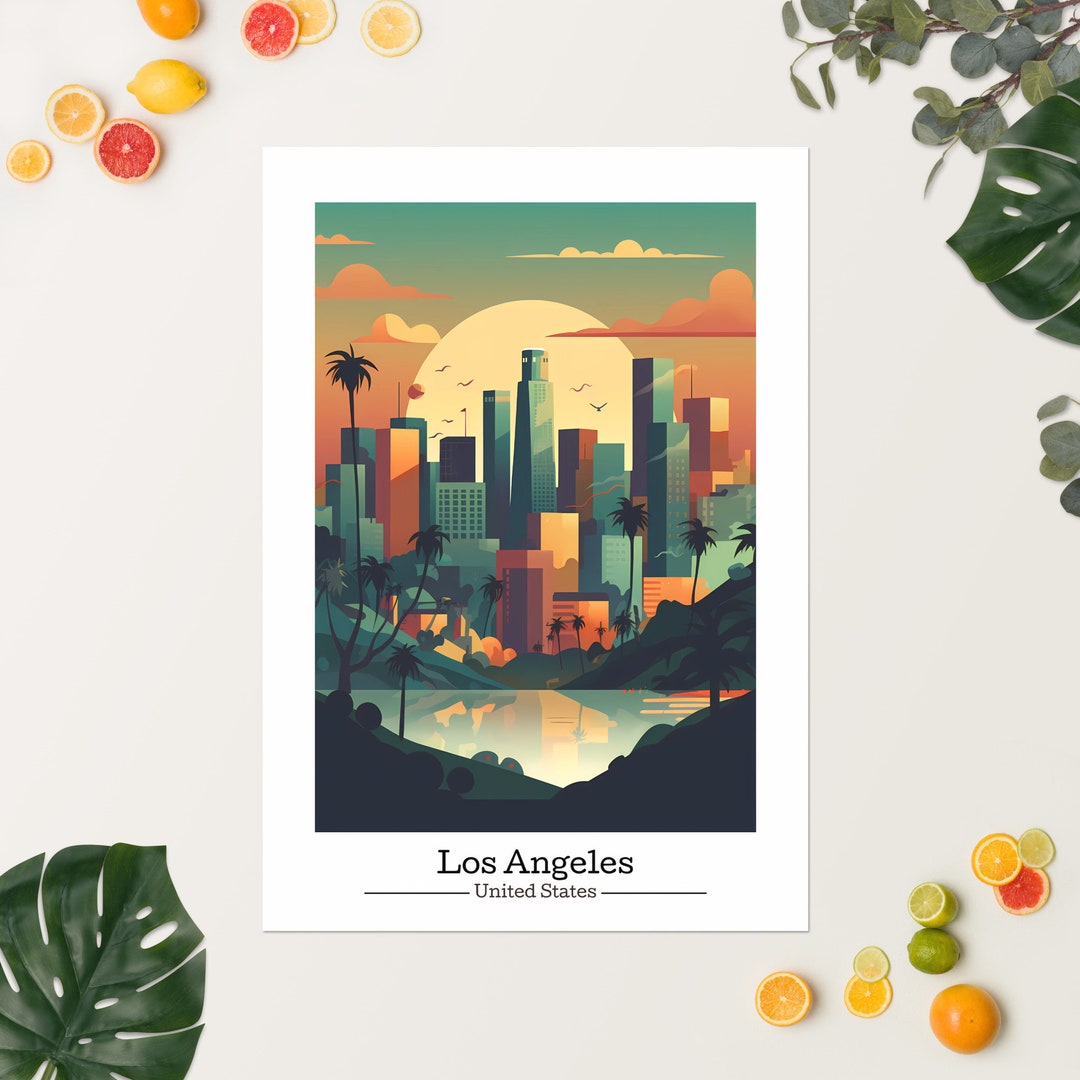 Los Angeles Map, Los Angeles Poster, Los Angeles Wall Art, Los Angeles ...