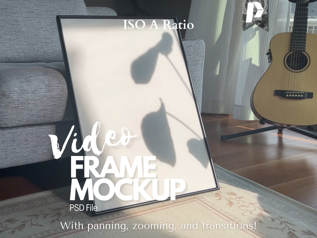 Video Mockup for Wall Art, Vertical Frame Video Mockup, Black Frame ...