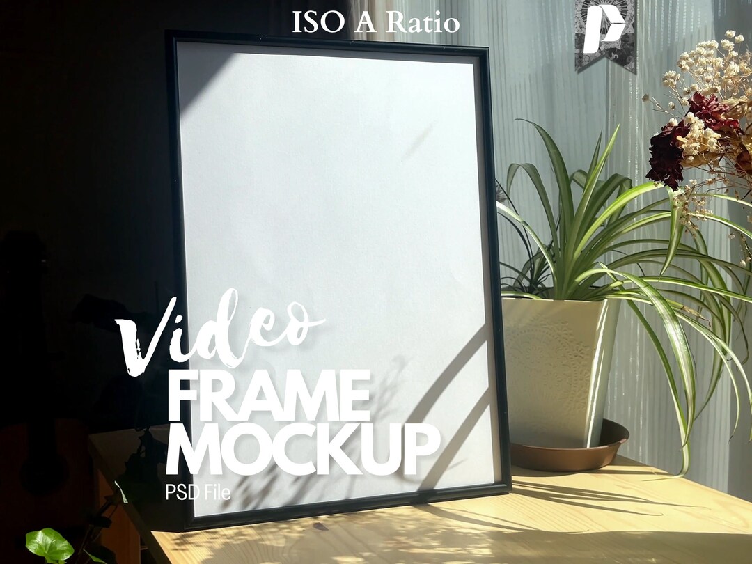 Video Mockup for Wall Art, Vertical Frame Video Mockup, Black Frame ...