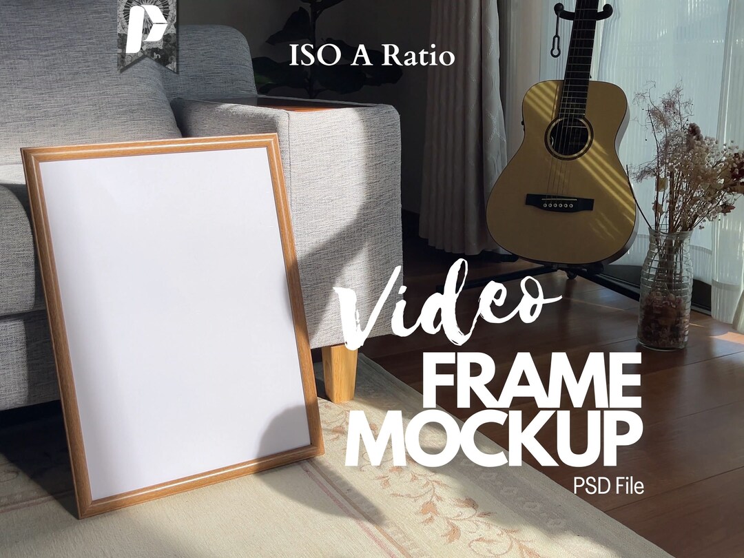 Video Mockup for Wall Art, Vertical Frame Video Mockup, Wood Frame ...