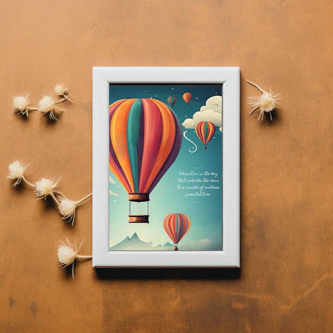 Conjunto de 4 carteles imprimibles motivacionales en globo aerostático ...