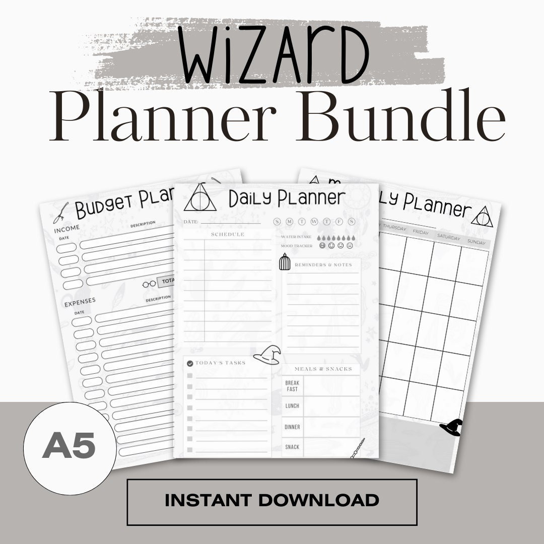 Wizard Planner Bundle, Daily, Monthly, Budget Tracker (digital Download ...
