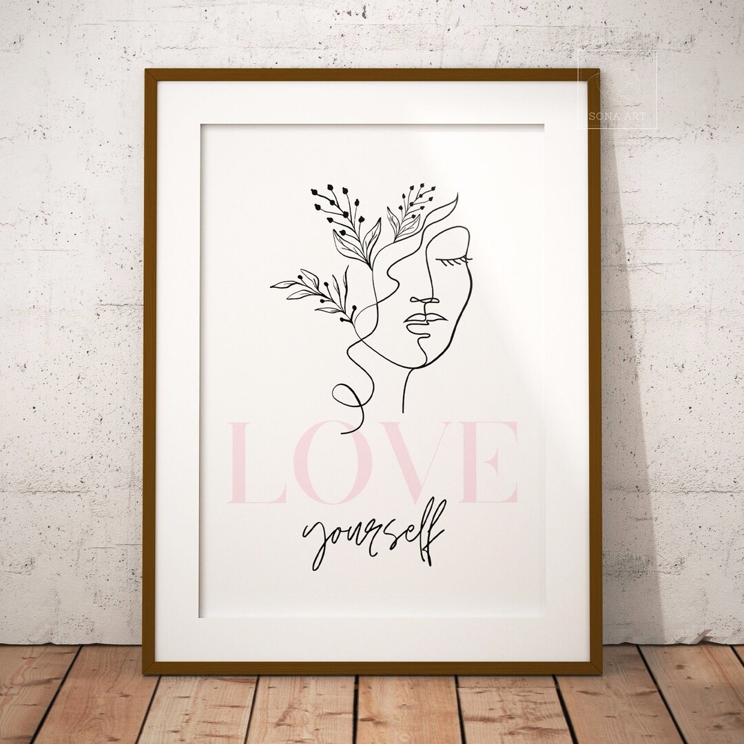 Love Yourself Line Art Illustration Wall Art Home Decor - Etsy