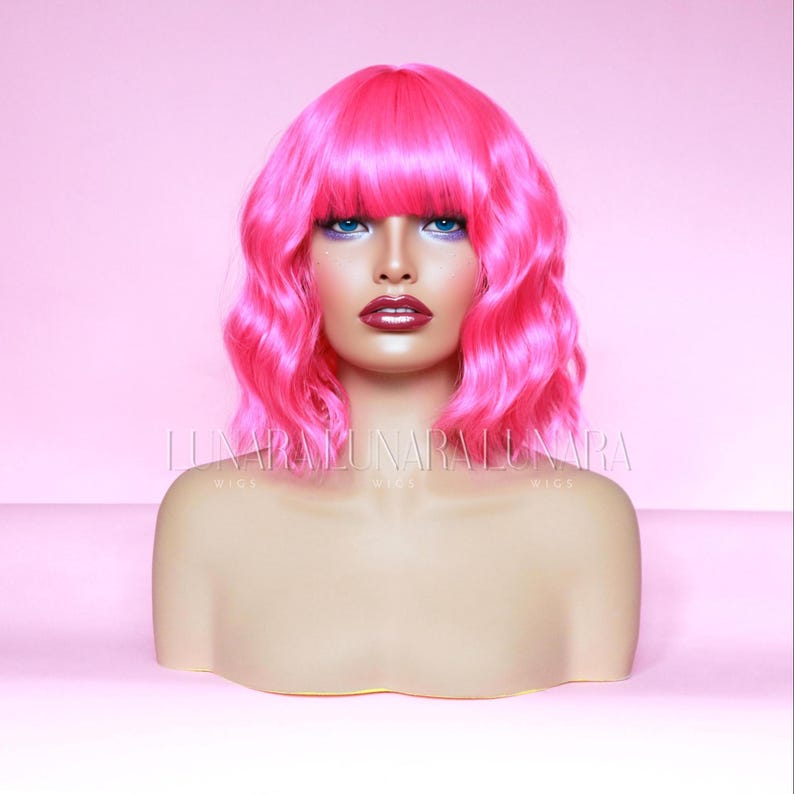 Neon Pink Bob Wig "mia" - Etsy
