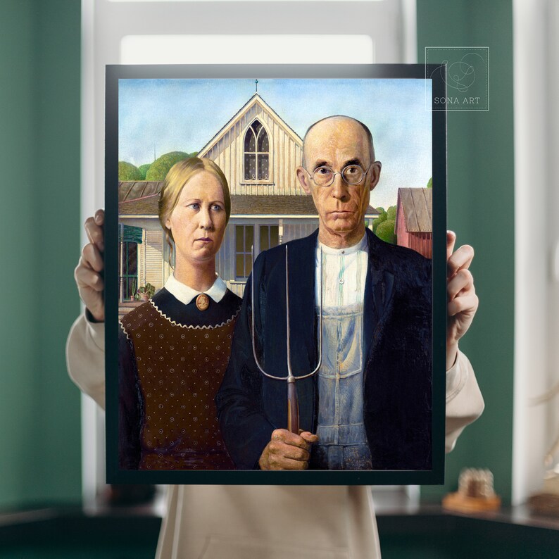 Grant Wood american Gothic Print Wall Art Home - Etsy