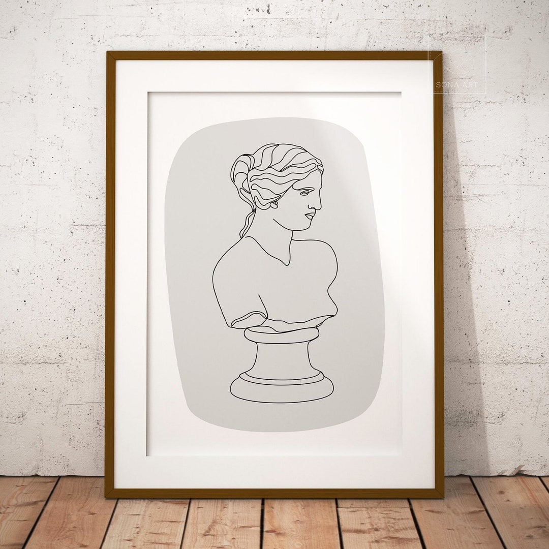 Bust Sculpture Line Art Illustration Wall Art Home Decor - Etsy