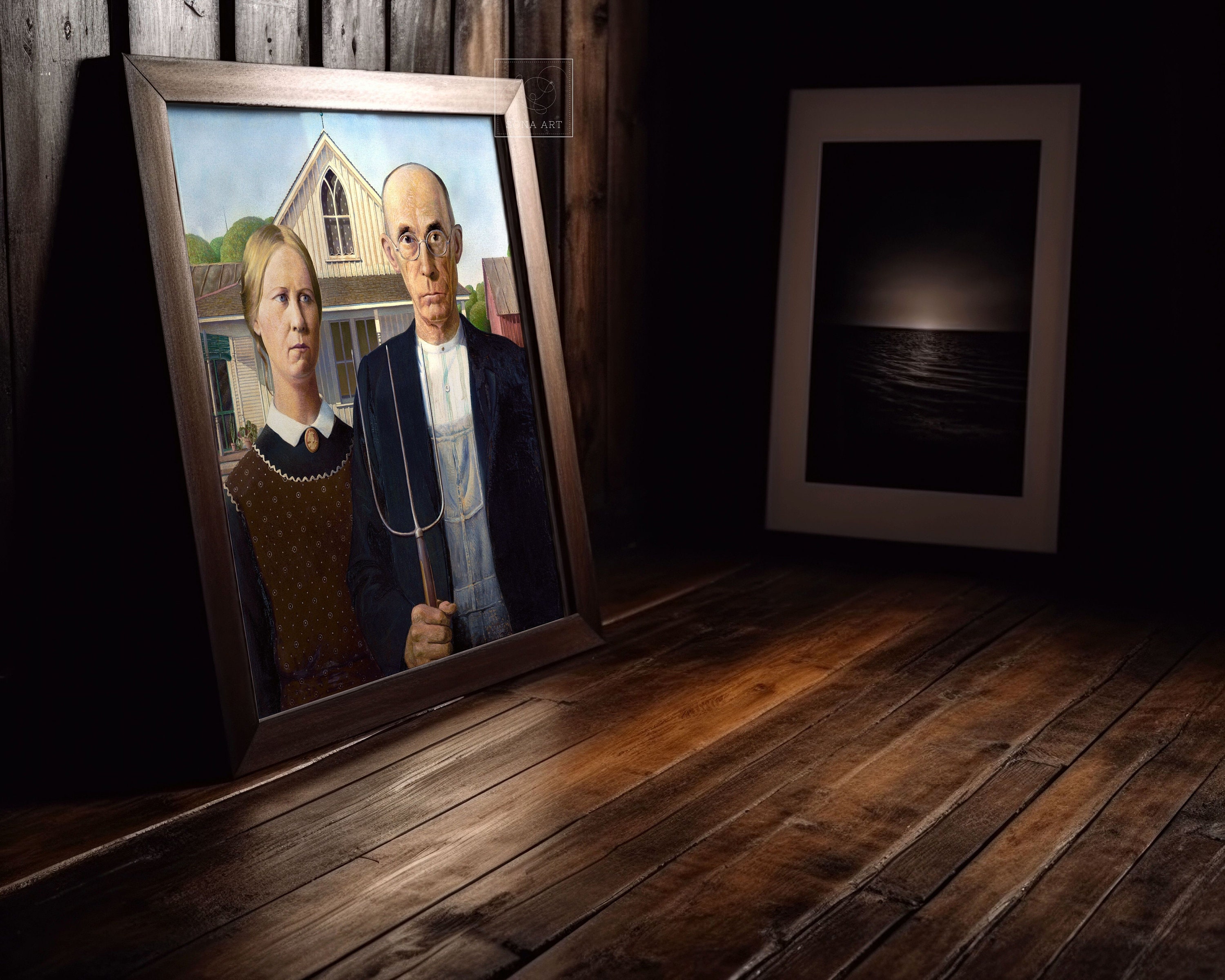 Grant Wood american Gothic Print Wall Art Home - Etsy