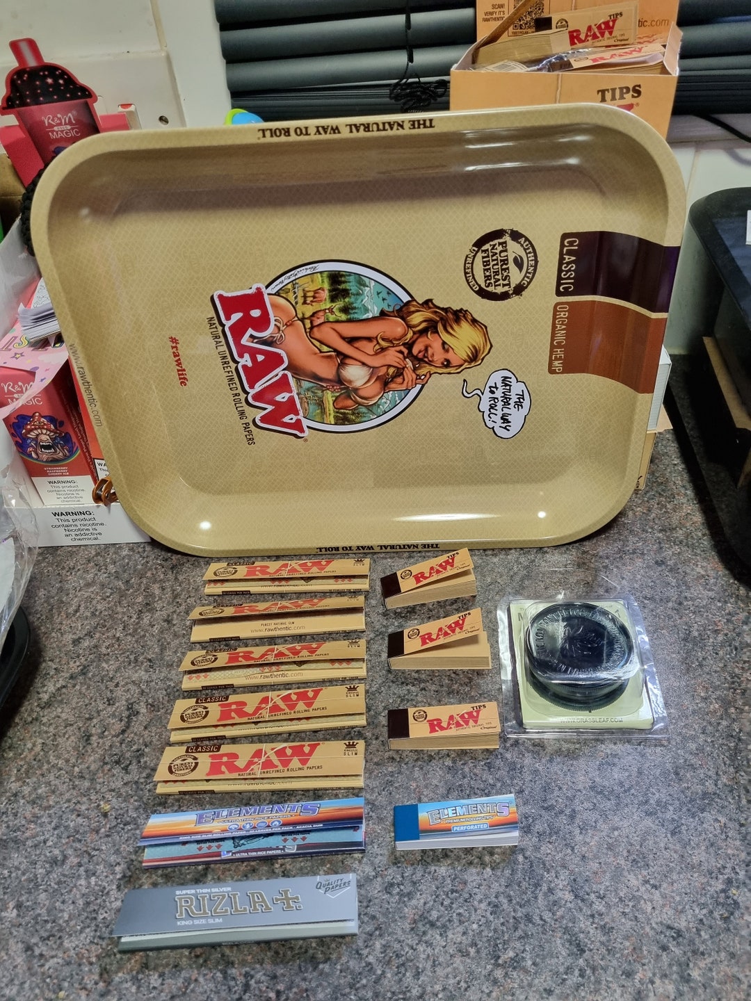 Raw Rolling Tray Large Gift Set Smoking Raw Paper - Etsy