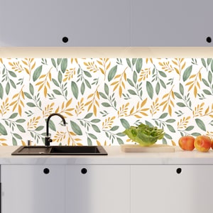 Boho Leaves Kitchen Tile Sticker Kitchen Backsplash Stickers Self Adhesive Tile Decal Bathroom ...