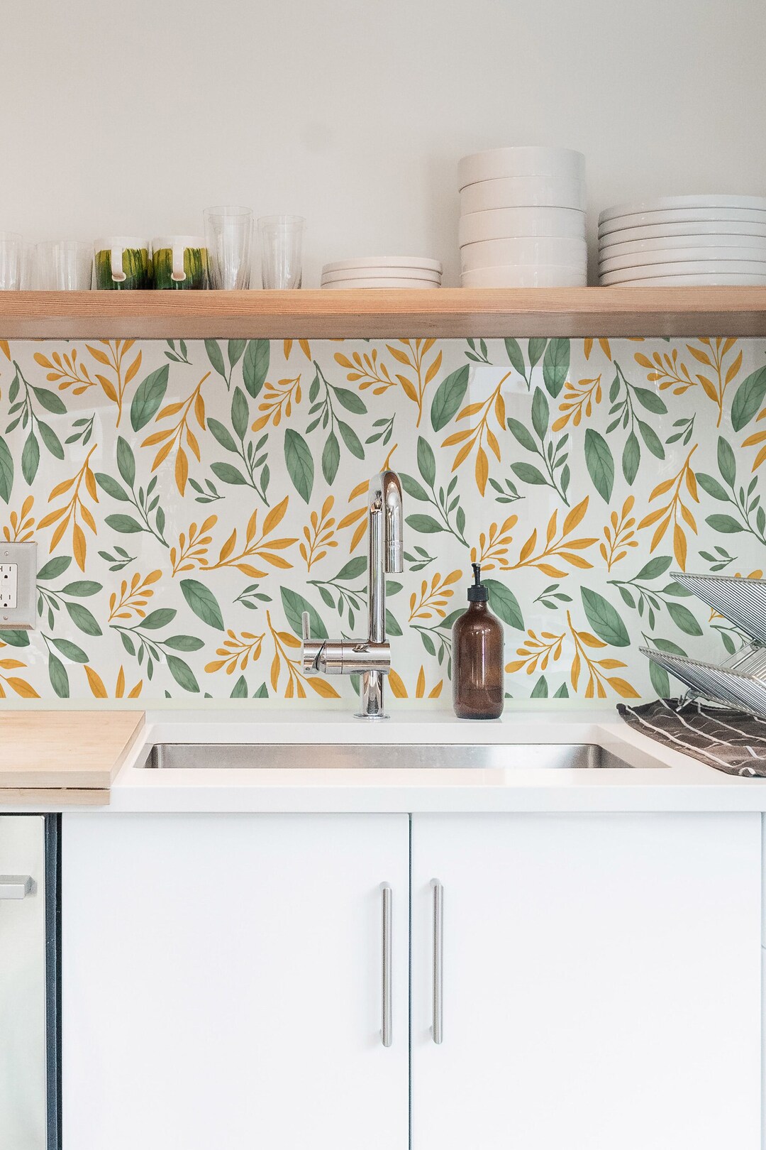 Boho Leaves Kitchen Tile Sticker Kitchen Backsplash Stickers Self ...