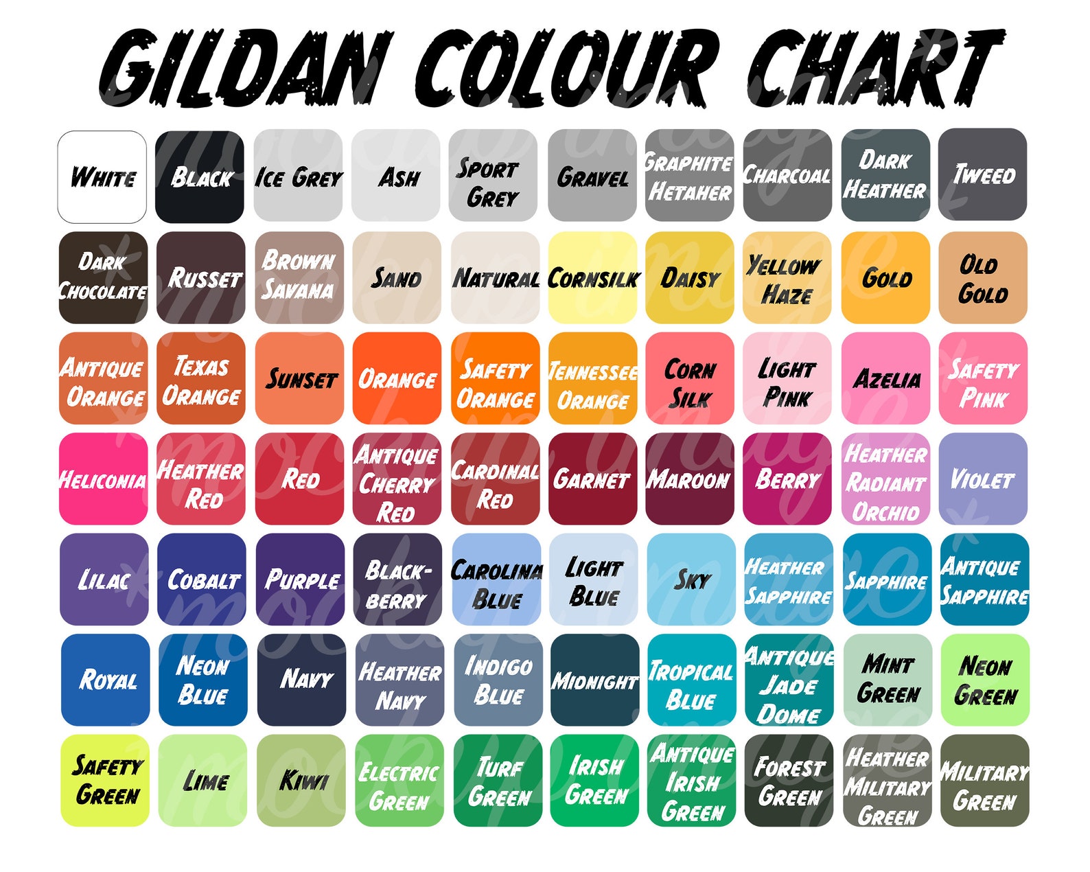 Gildan Color Chart Gildan Colour Chart Fun Gildan Color Guide Png ...