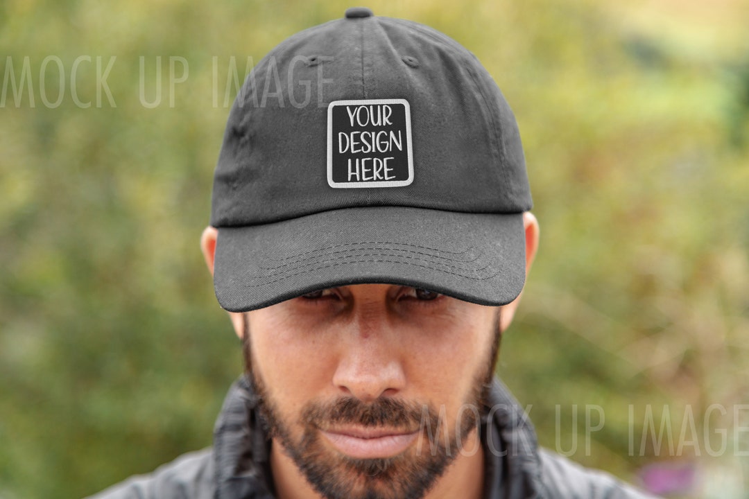 Printify Unisex Twill Hat Black Cap Male Model Mockup Mens - Etsy