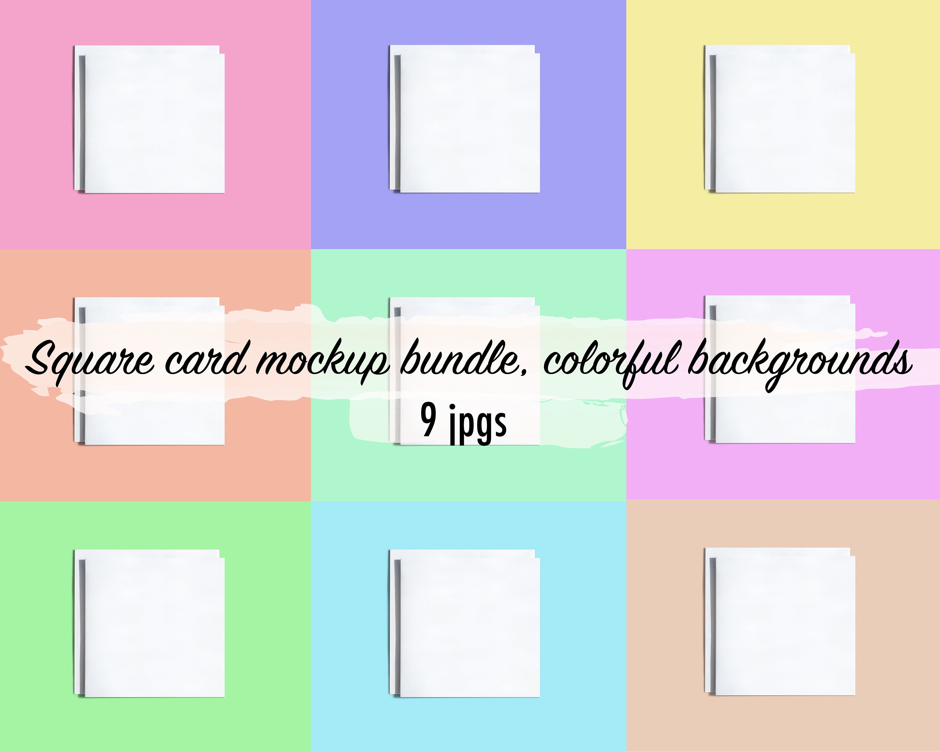Mockup Bundle Card Colorful Mockup Square Card Bundle Bright Colored ...