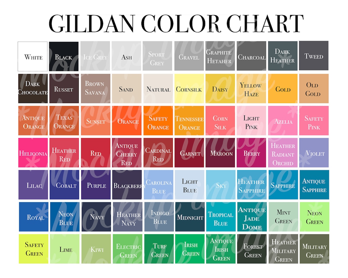 Gildan Color Table Classic Gildan Color Guide Simple Gildan 18000 ...