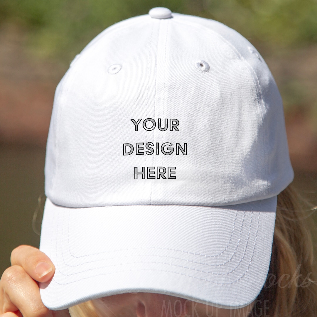 White Dad Hat Mockup Twill Hat Mockup Printful White Cap Model Mockup ...