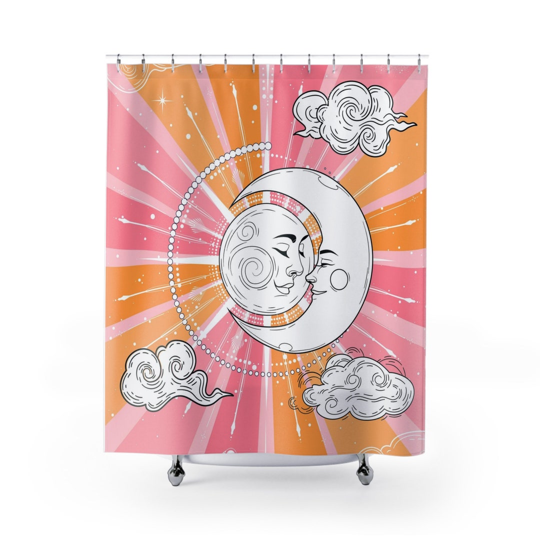 Sun and Moon Shower Curtain 70s Retro Shower Curtain Hippie - Etsy