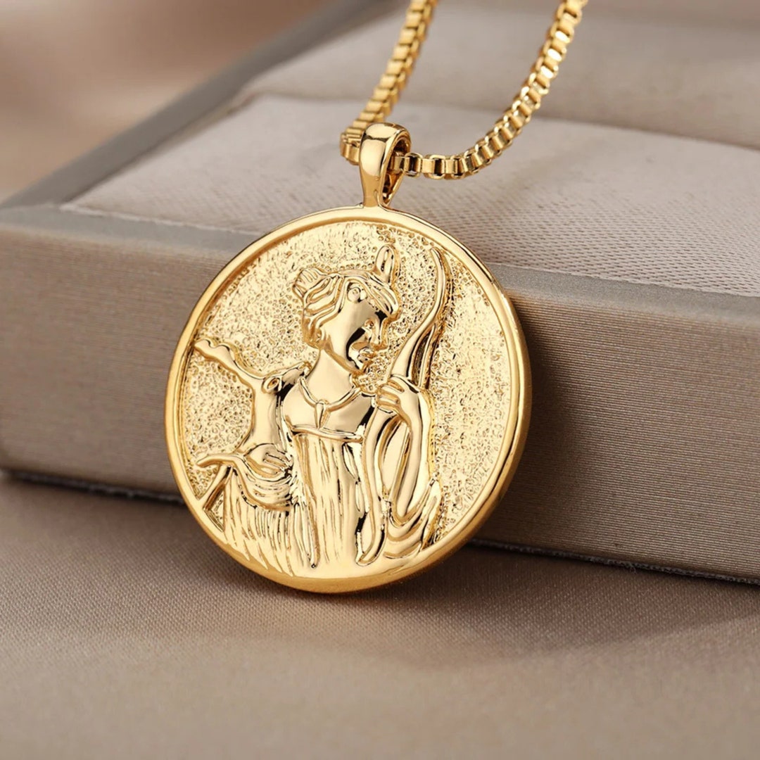 Greek Deity Necklaces Vintage Coin Pendants Featuring Artemis ...