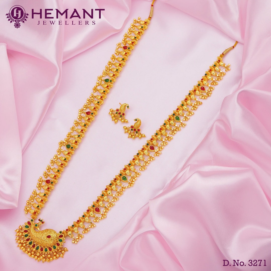 Traditional Maharashtrian Kolhapuri Saaj With Peacock Pendant and ...