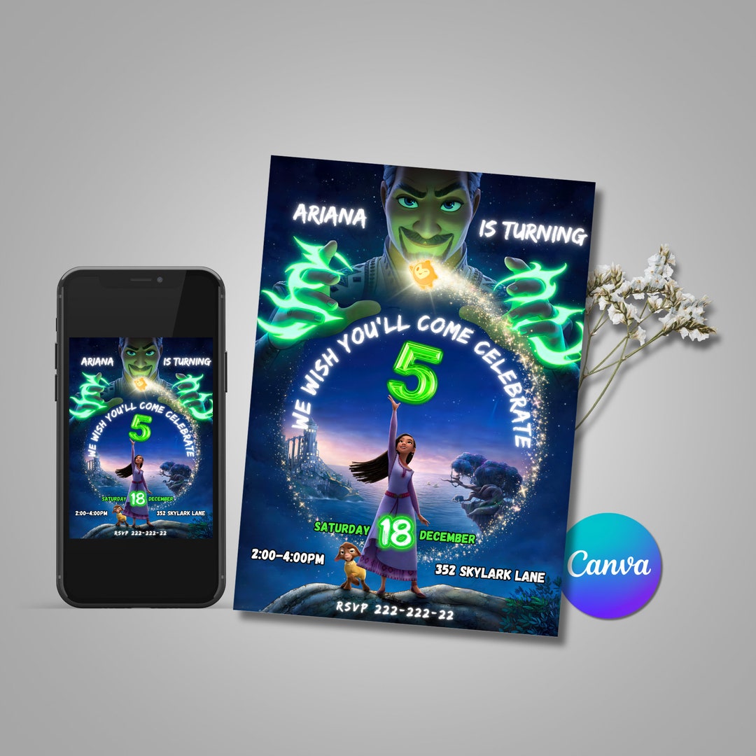 Editable Wish Movie Birthday Invitation, Wish Birthday, Wish Party ...