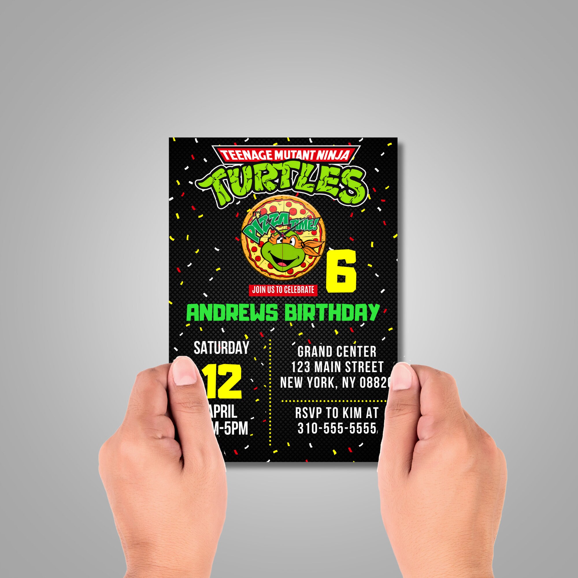 Editable Teenage Mutant Ninja Turtles Birthday Invitation Kids Themed ...