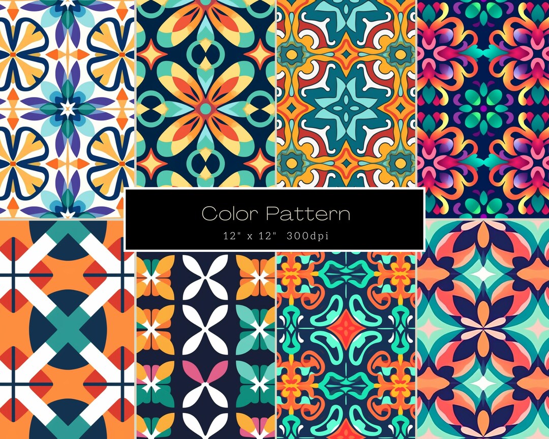 Colourful Pattern Digital Tiled Paper, Colourful Pattern Backgrounds ...