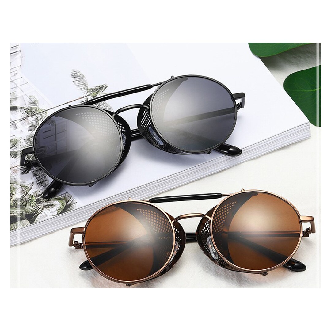 Simple Round Sunglasses Retro Metal Sunglasses Steampunk - Etsy