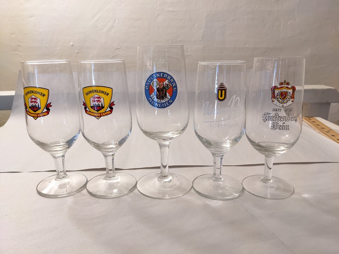 Vintage German Beer Pint Glasses 5 Total One Duplicate - Etsy