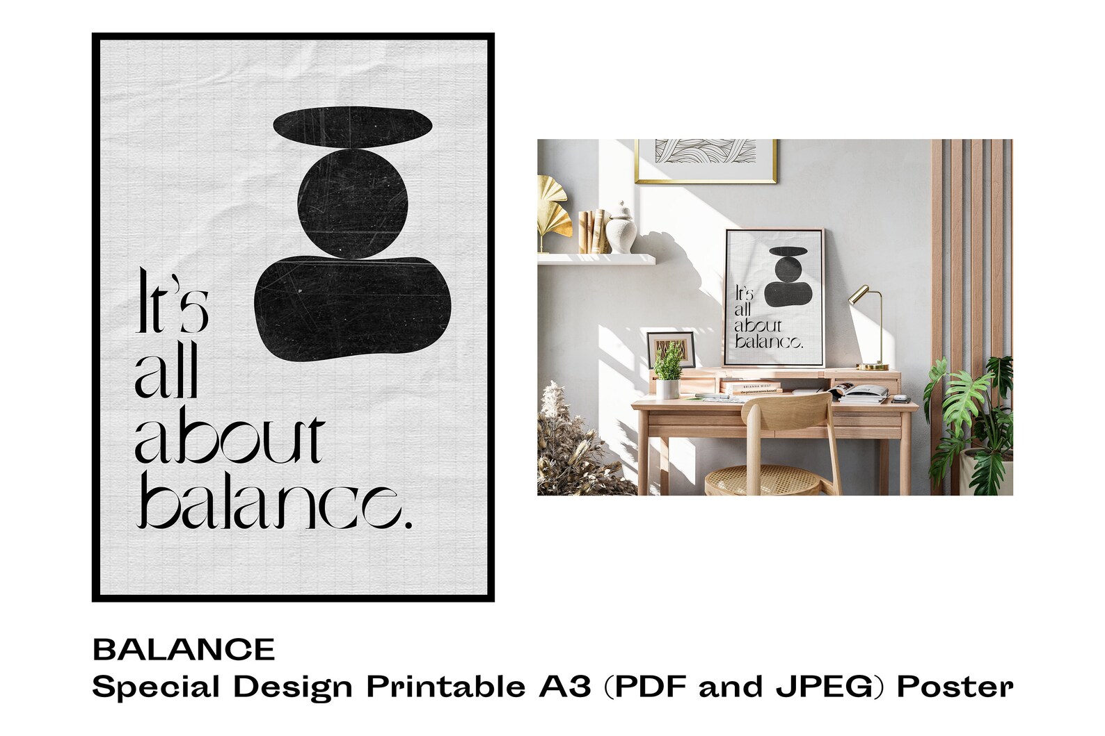 Minimal Balance Printable Poster Design, Abstract and Typographic ...