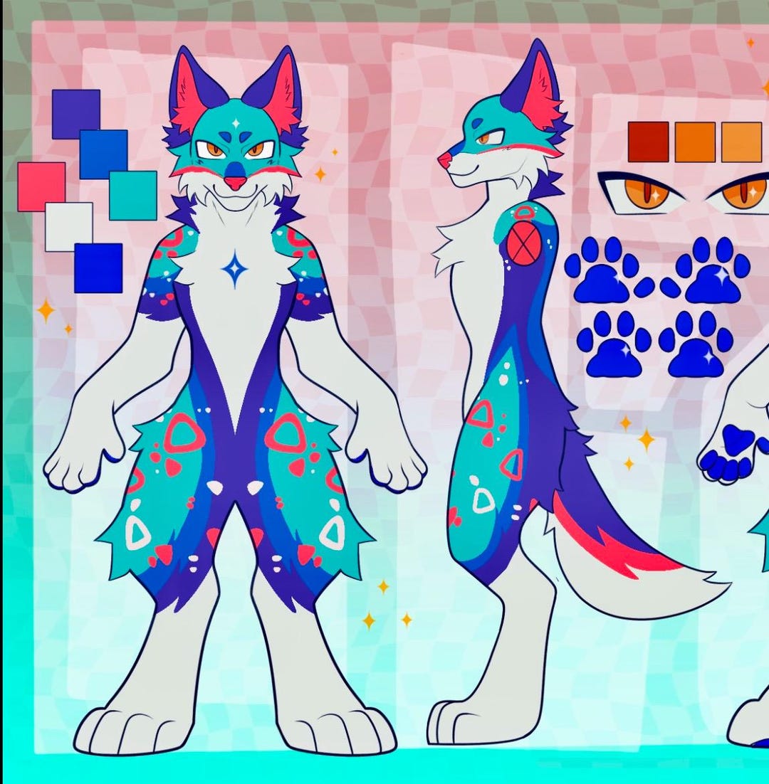 Full Ref Sheet 80s Canine Furry Adopt Adoptable Fursona - Etsy